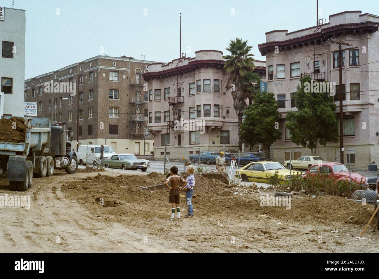 Los Angeles, California, USA - 1985: Archival editorial view of boys ...