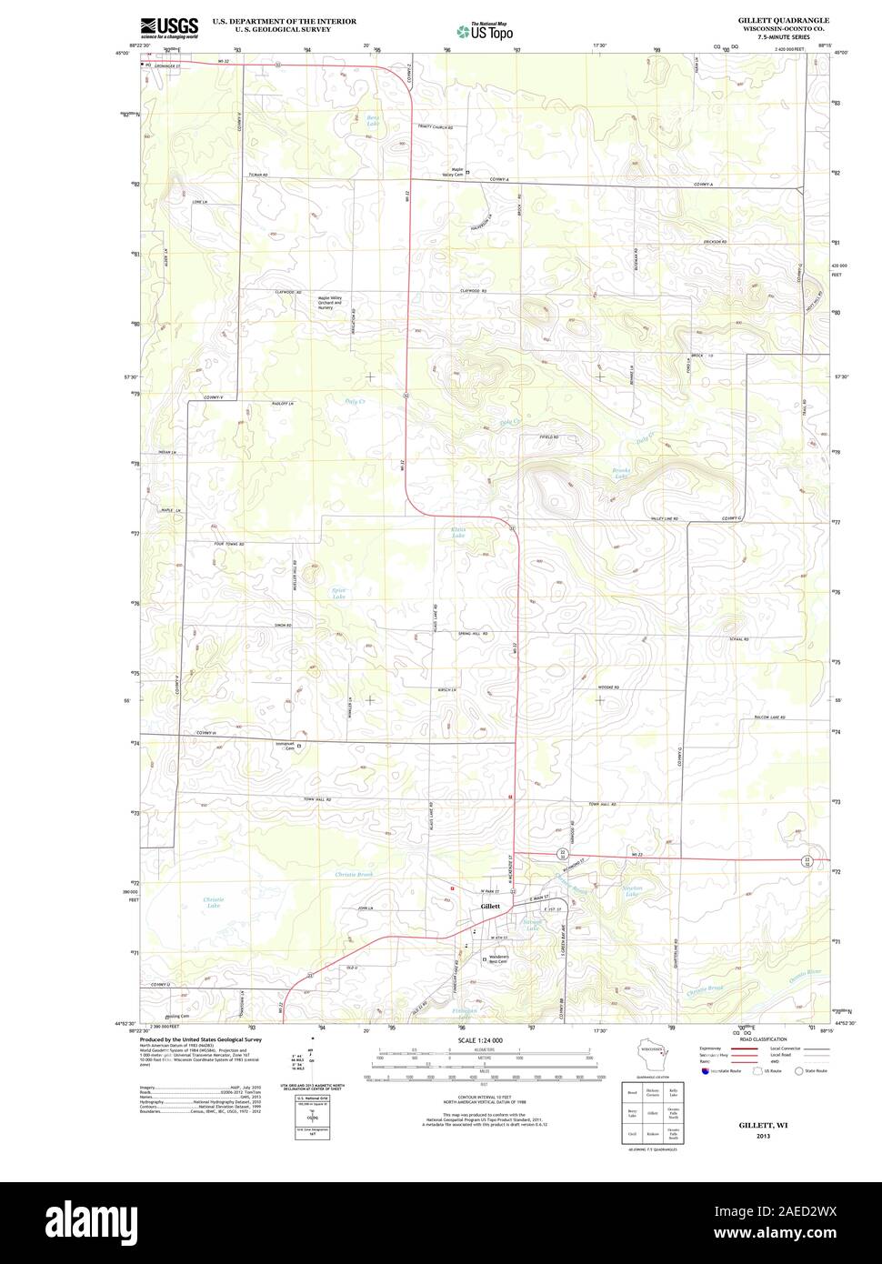 Map of gillett hi-res stock photography and images - Alamy