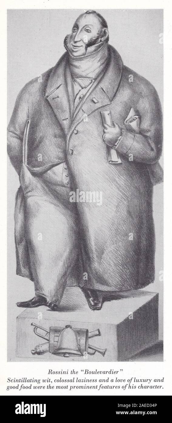 'Rossini the "Boulevardier"' - Comical illustration. Gioachino Rossini ...