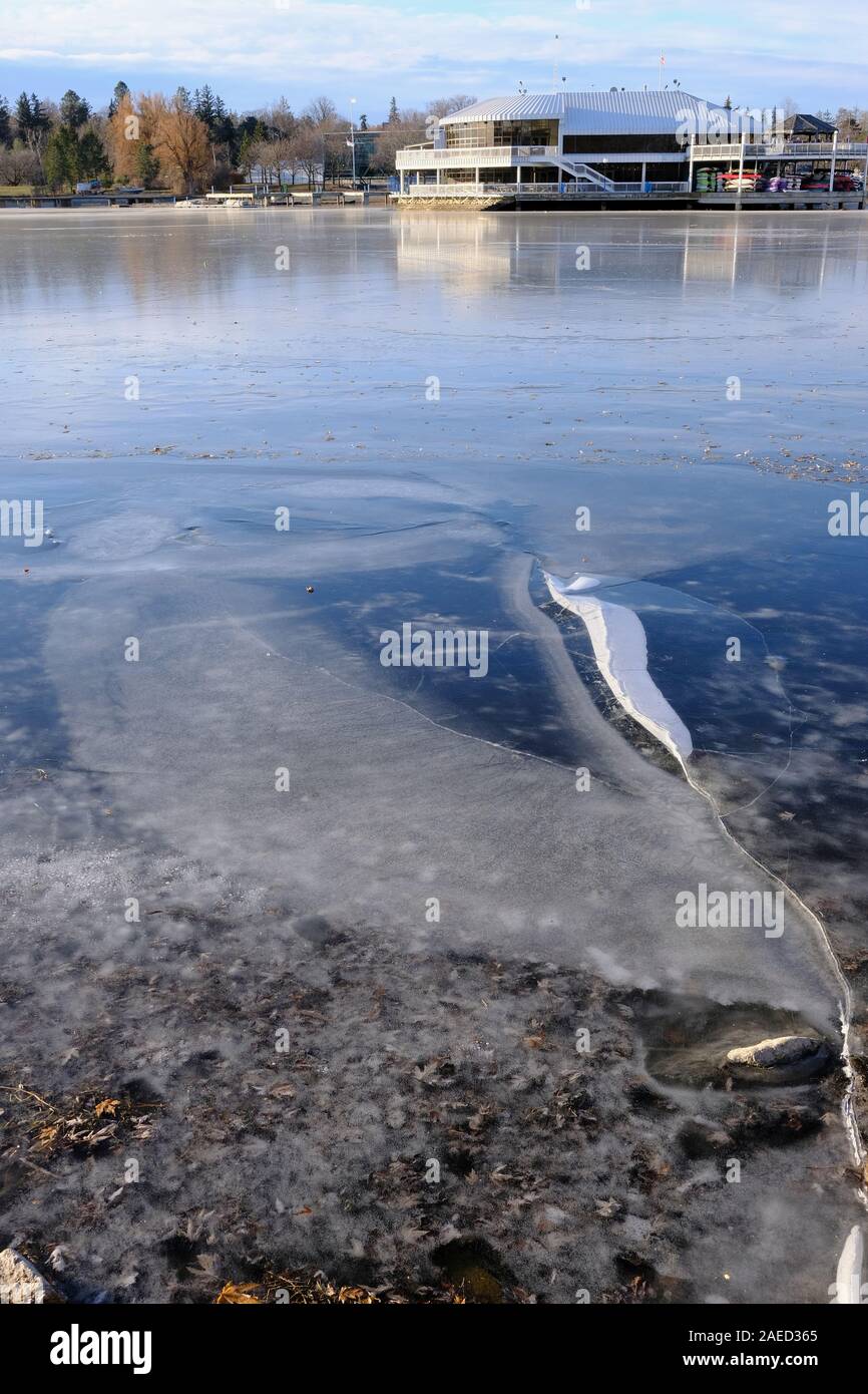 Patterns in a frozen lake - Dow's Lake, looking over the ice at the ...