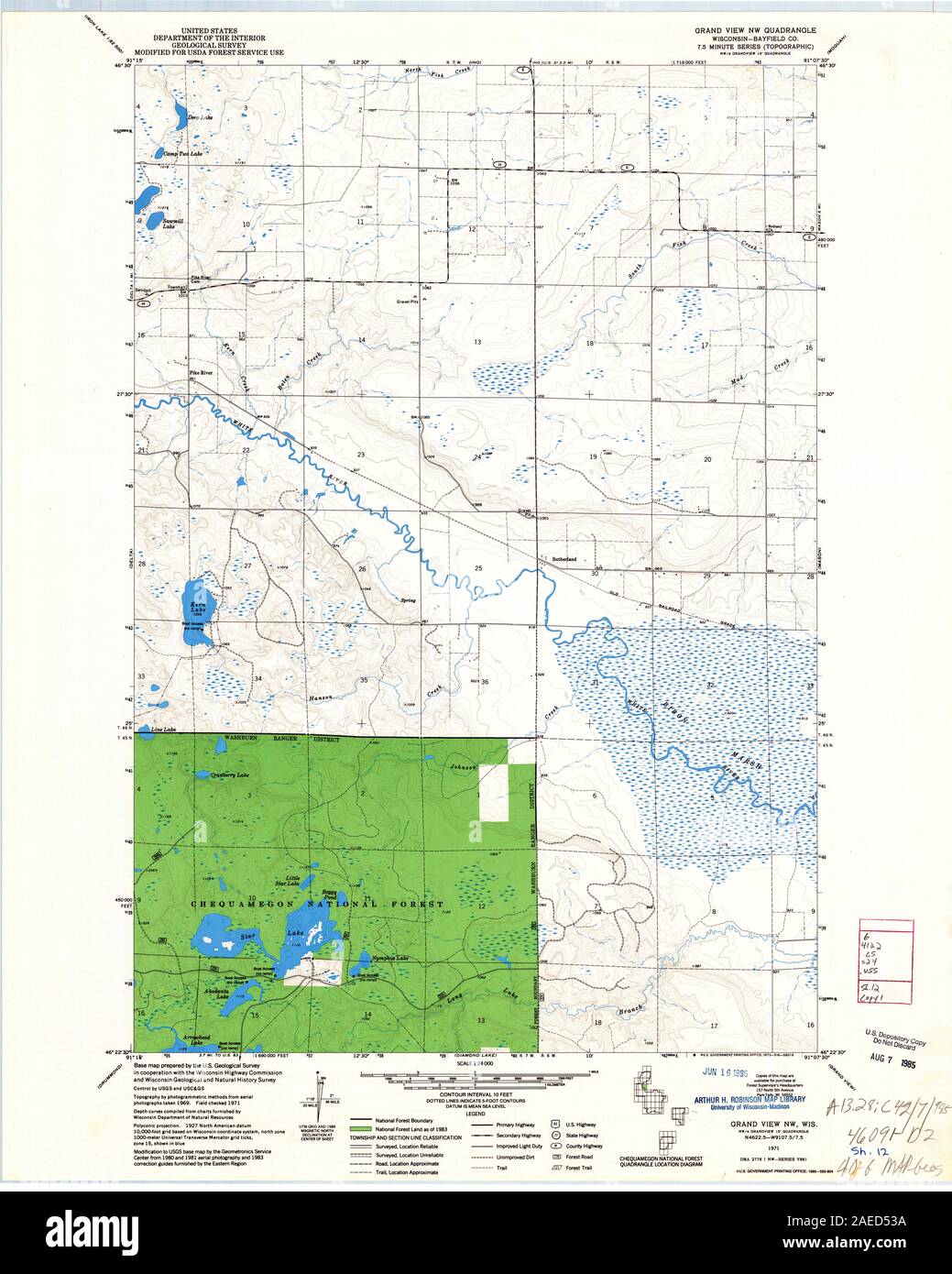 WI Grand View NW 501740 1971 24000 Restoration Stock Photo - Alamy