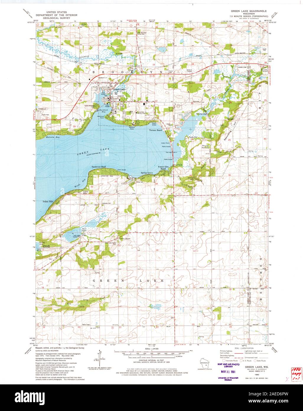 Map of green lake wi hi-res stock photography and images - Alamy