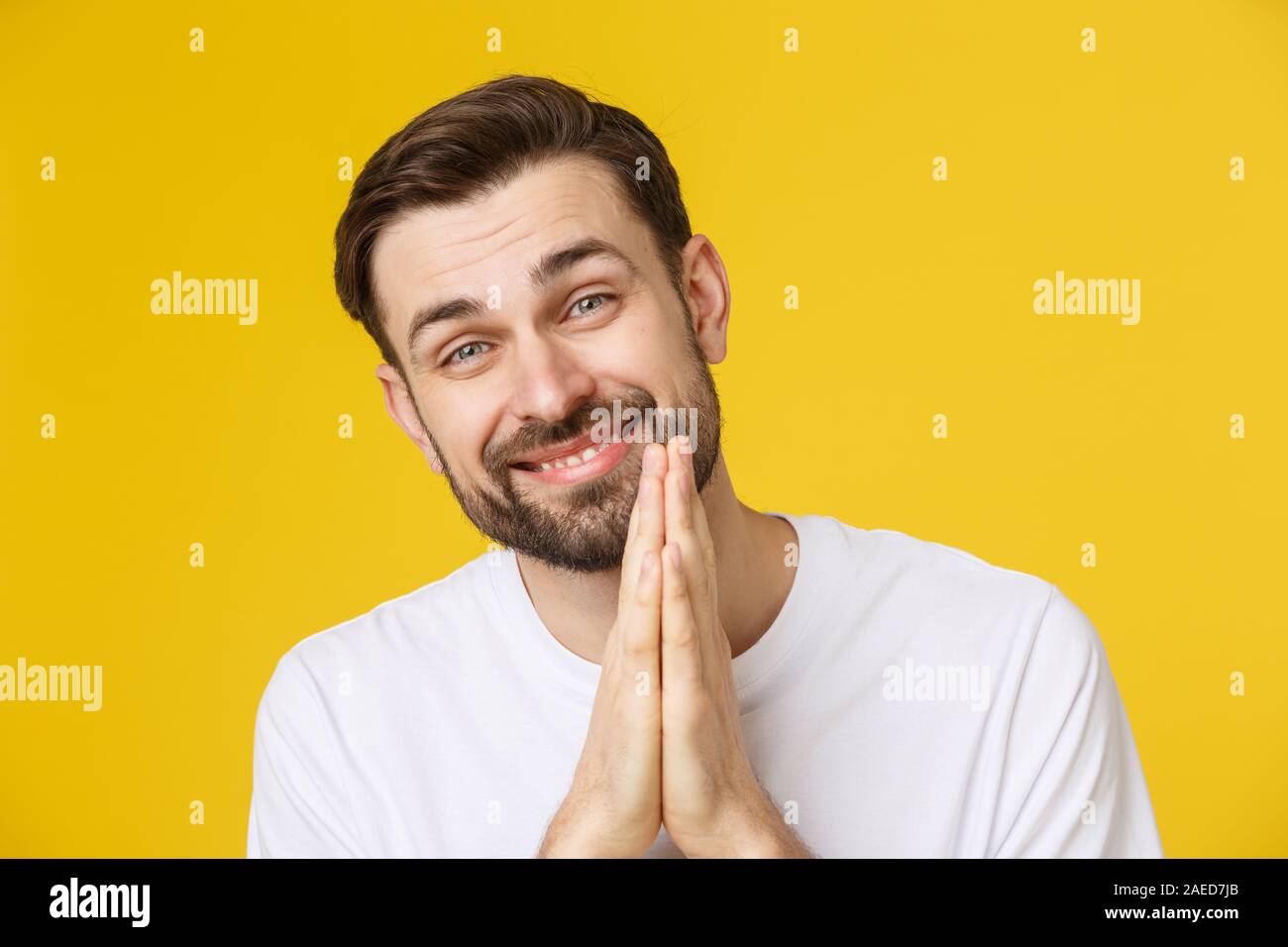 Young Guy Dressed Casually Isolated On Yellow Background Having Put