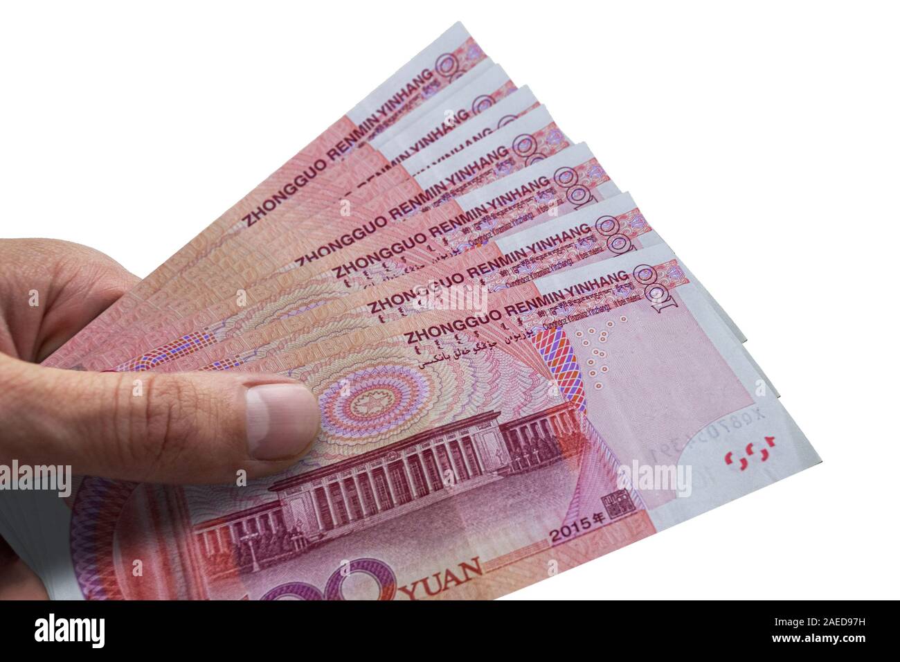 Hand holding Chinese Renminbi. RMB. Currency of China Stock Photo - Alamy