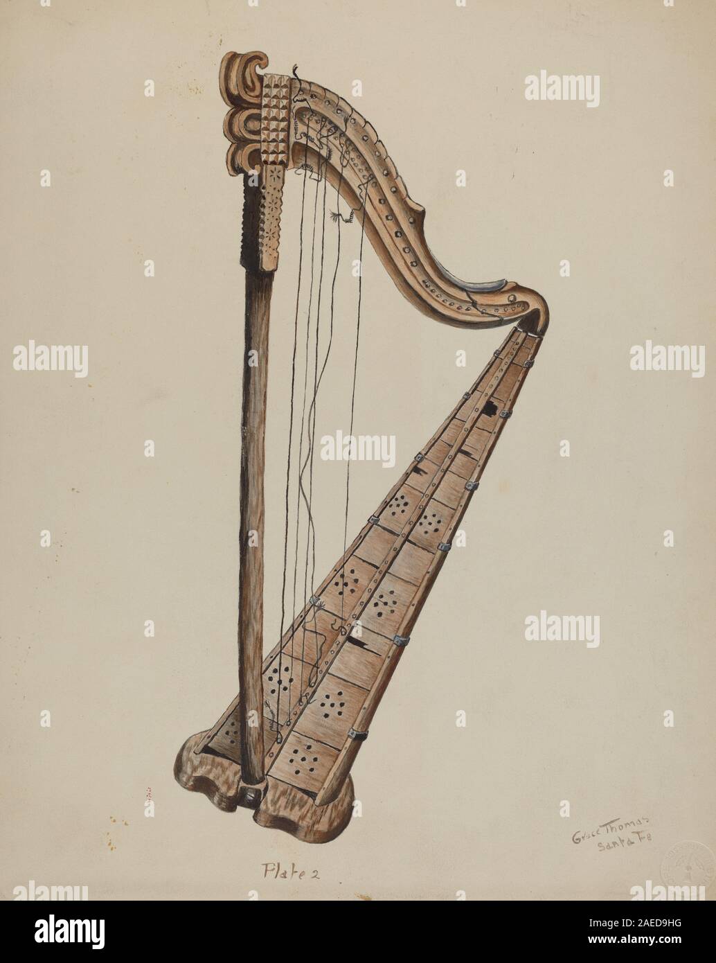 Grace Thomas, Stringed Harp, c 1939 Stringed Harp; c. 1939 Stock Photo ...