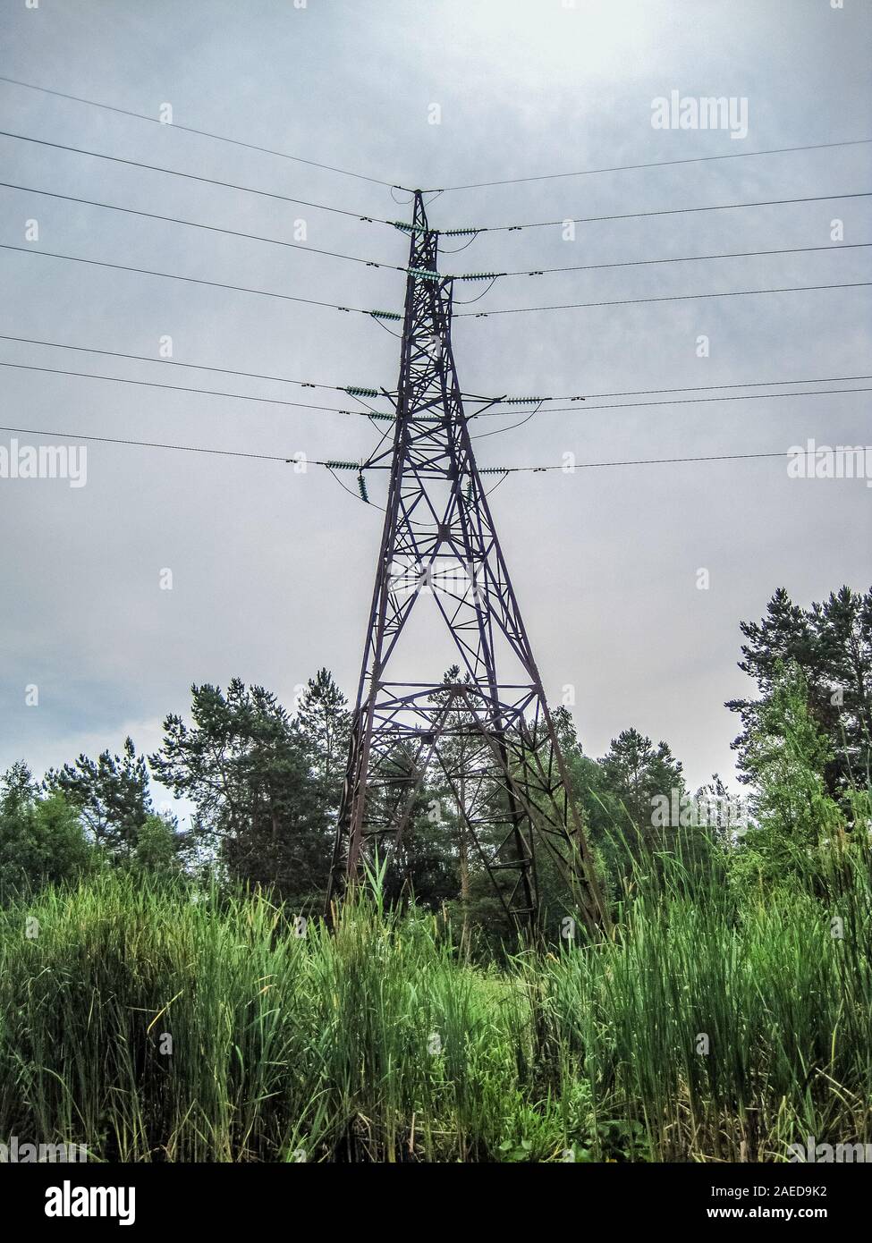 a big power supply pillar tower Stock Photo - Alamy