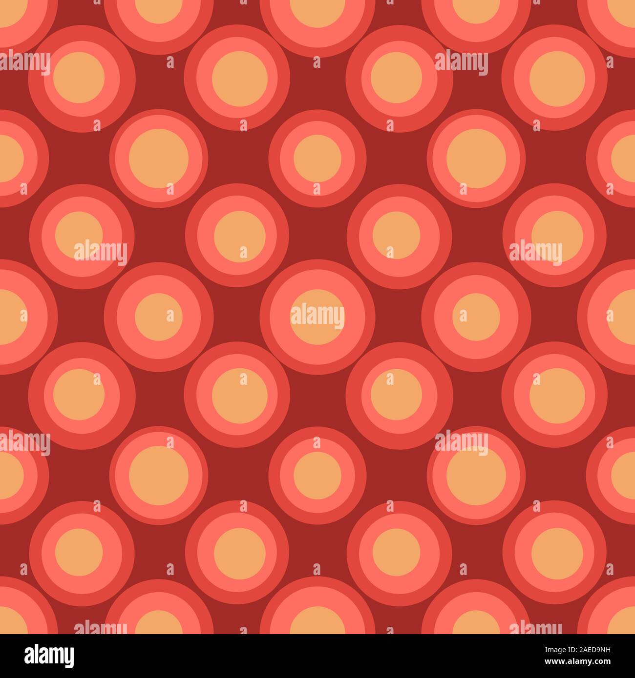 Abstract repeated circles. Flat, retro geometric design. Vector rounded seamless pattern for ...