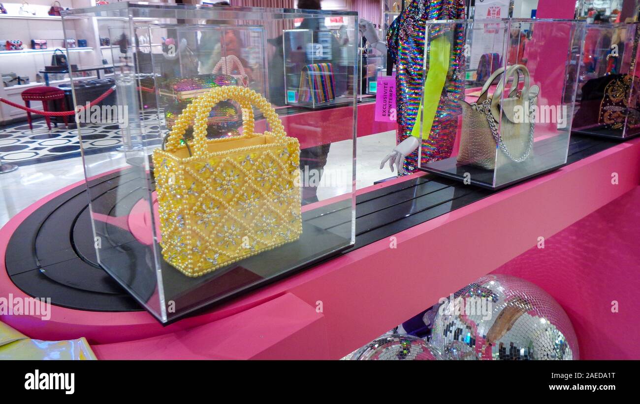 Luxury branded leather bag inside famous shopping center Galerie La ...