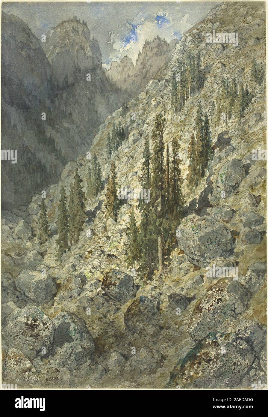 Gustave Doré, An Alpine Valley with Trees and Boulders, 1876 An Alpine ...