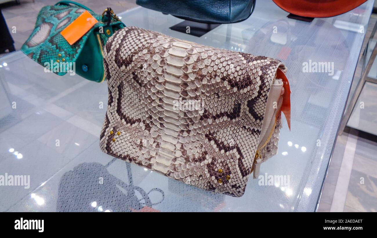 Luxury branded leather bag inside famous shopping center Galerie La ...