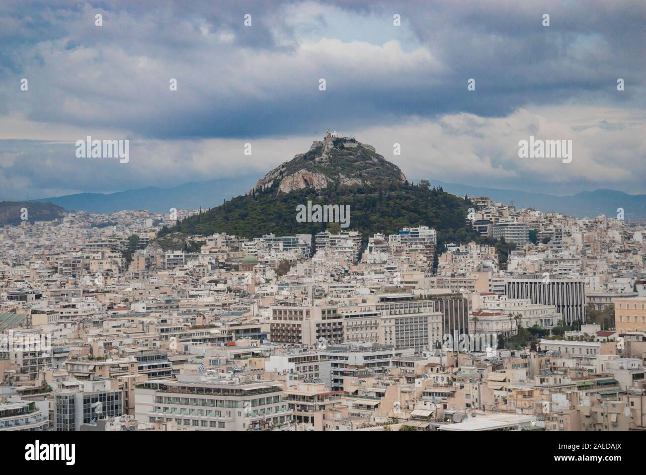 Mount Lycabettus also known as Lycabettos, Lykabettos or Lykavittos a ...