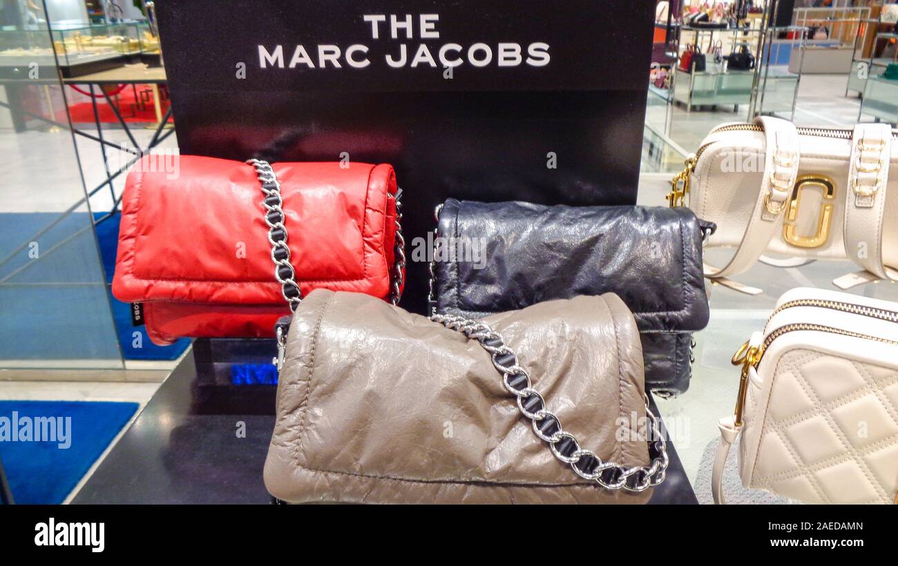 Luxury branded leather bag inside famous shopping center Galerie La ...