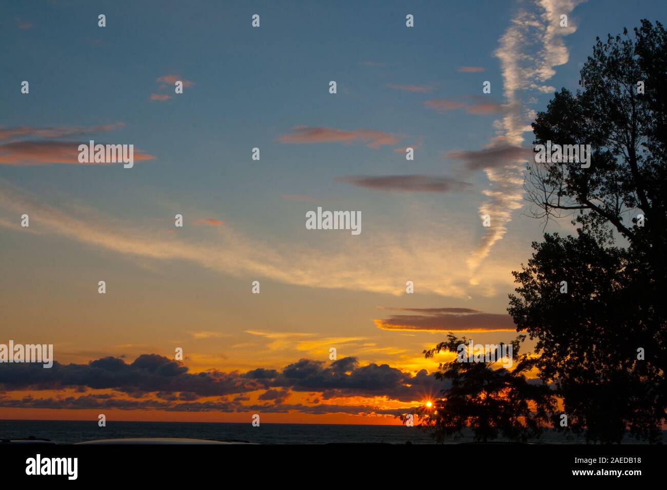 Sunset at Ludington, Michigan Stock Photo - Alamy
