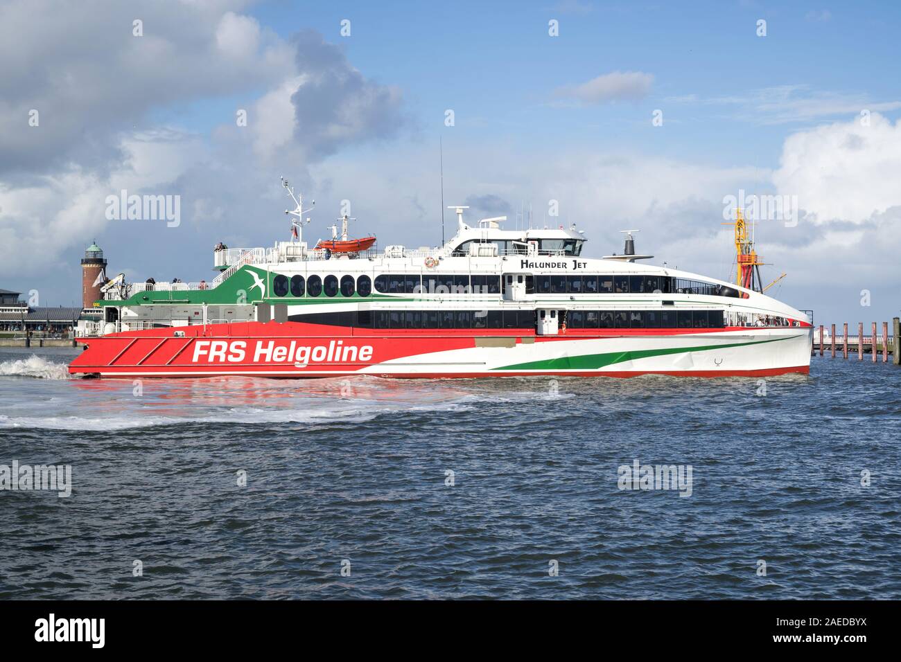 passenger catamaran HALUNDER JET in service from Hamburg to Heligoland ...