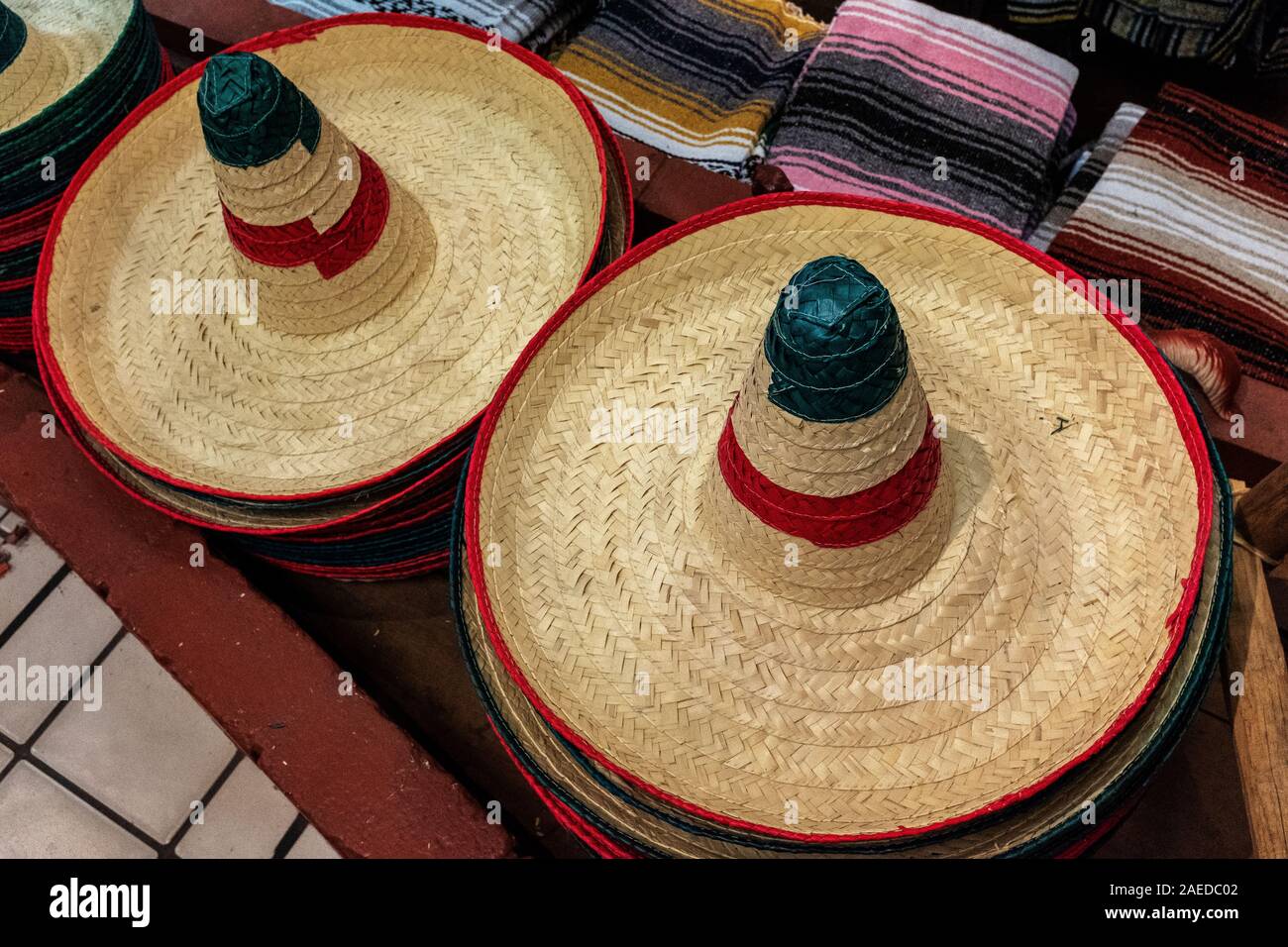 Hats (sombreros) for sale (top view Stock Photo - Alamy