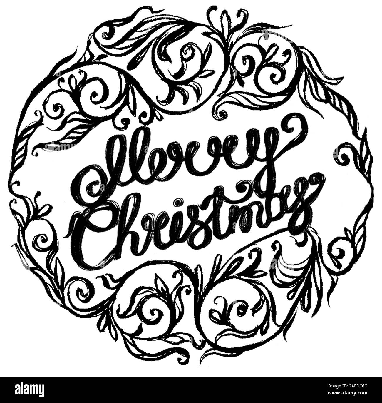 Merry Christmas Lettering Template Greeting Card Invitation With