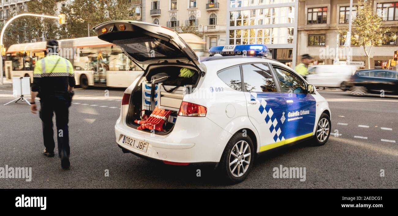 Barcelona, Spain - Nov 17 2017: Spanish police office from Guardia ...