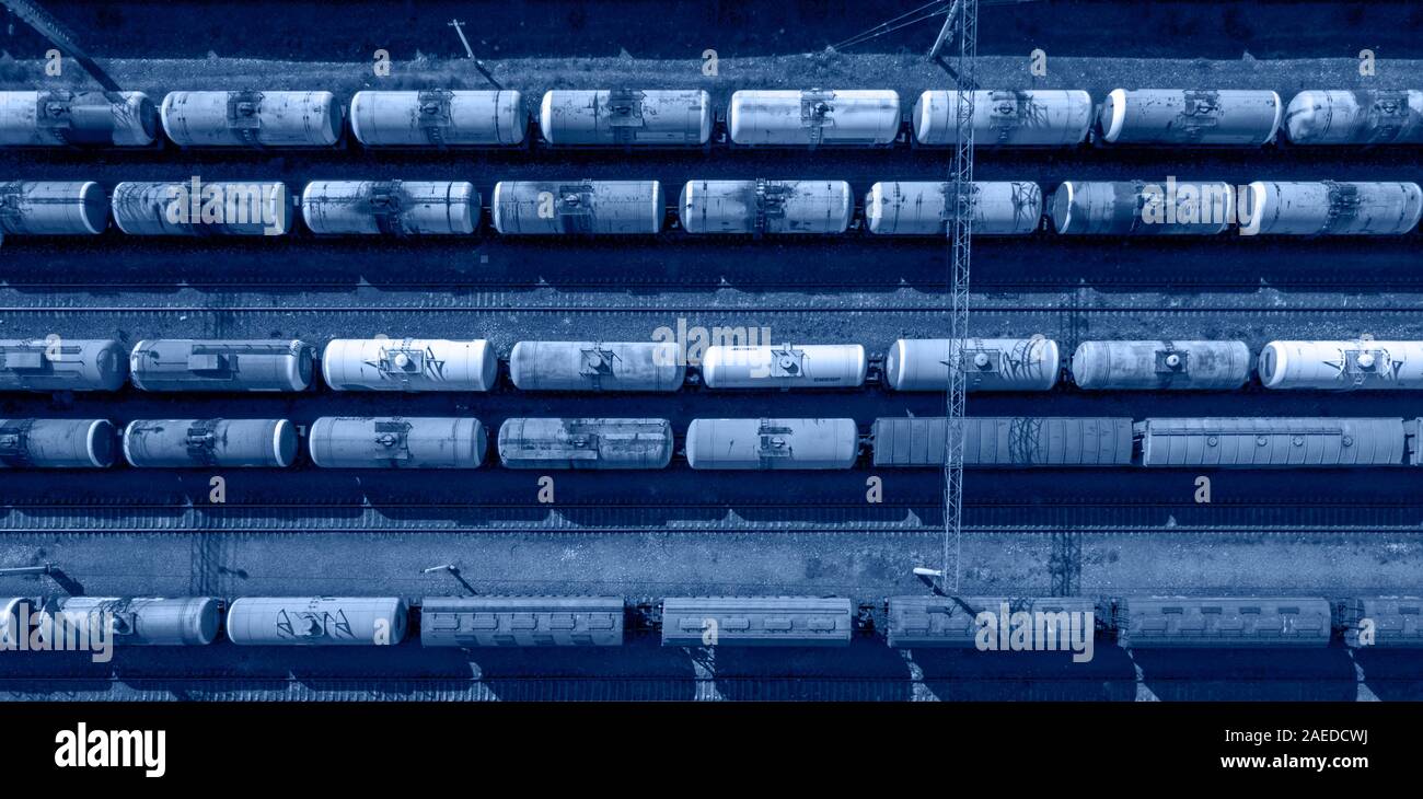 high above top view of cargo train carriage texture standing on a ...