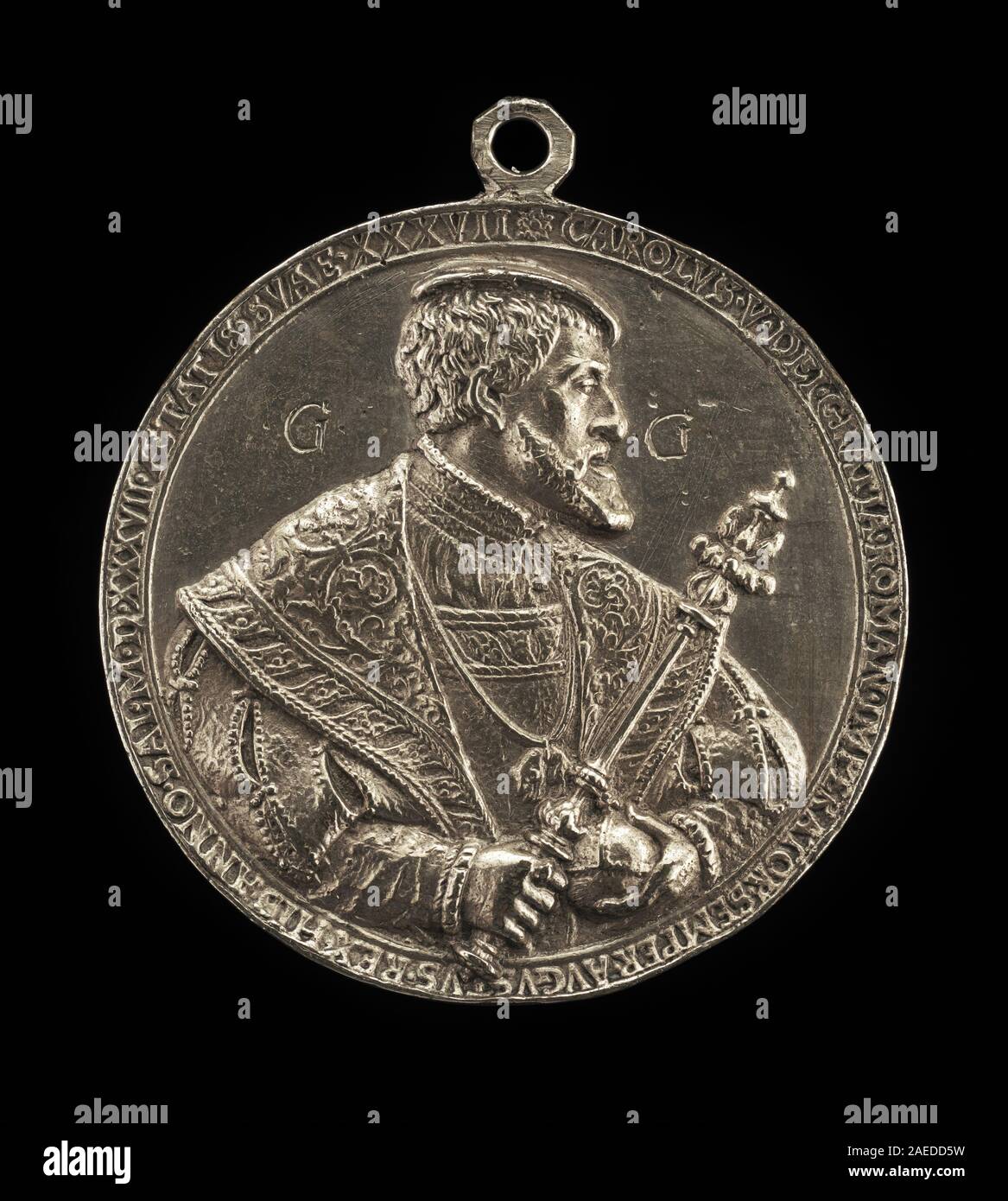Obverse of a medal depicting Charles V by Hans Reinhart the Elder, 1537 ...
