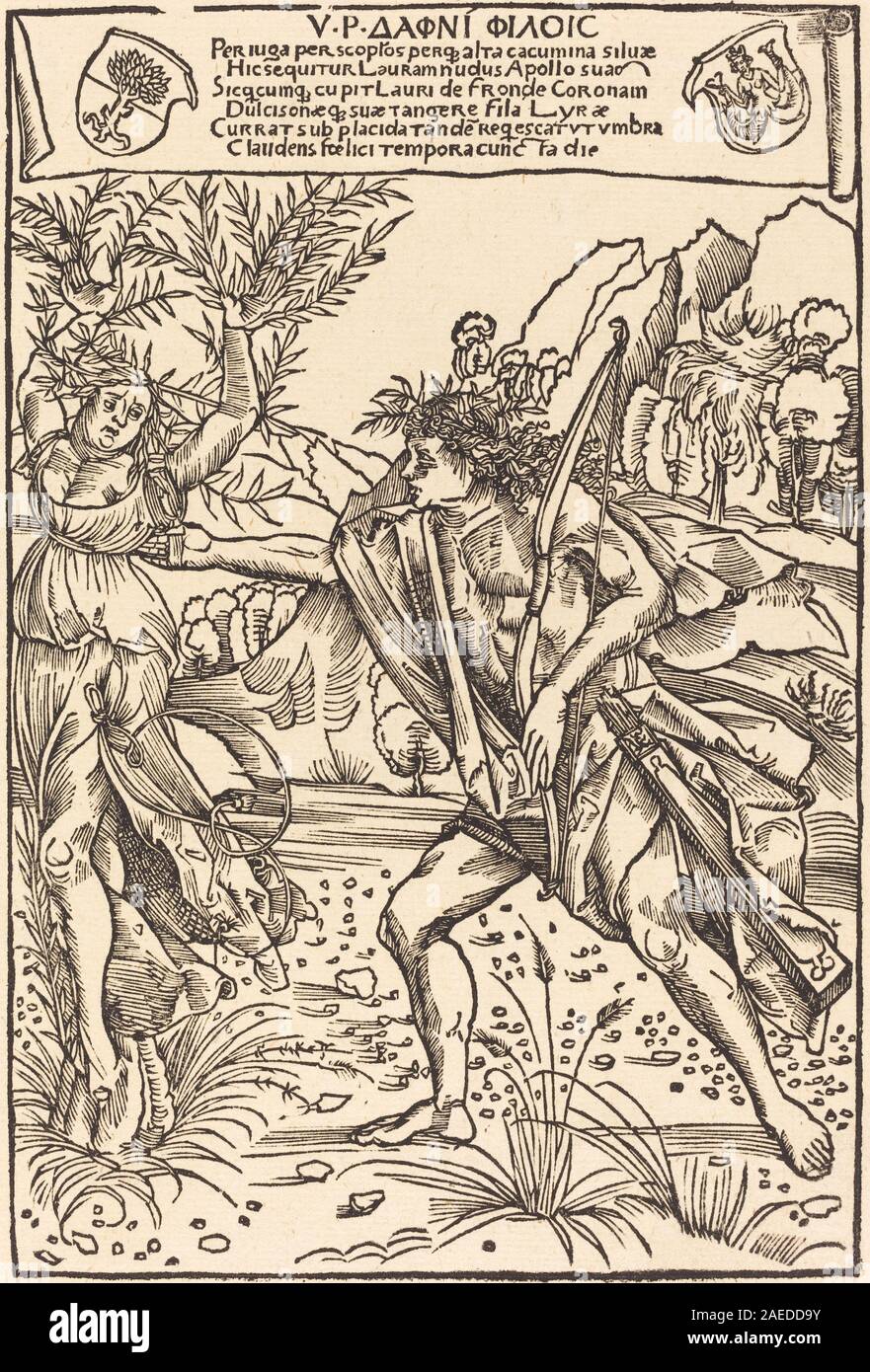 A woodcut print by Hans Süss von Kulmbach titled 'Apollo and Daphne ...