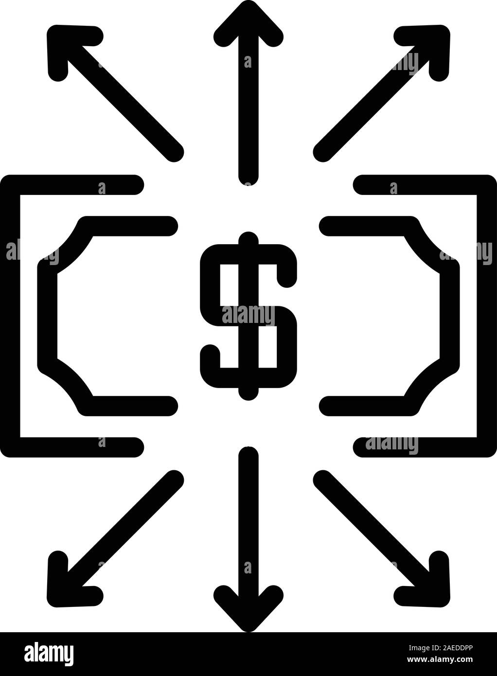 Dollar arrows all sides icon, outline style Stock Vector Image & Art ...