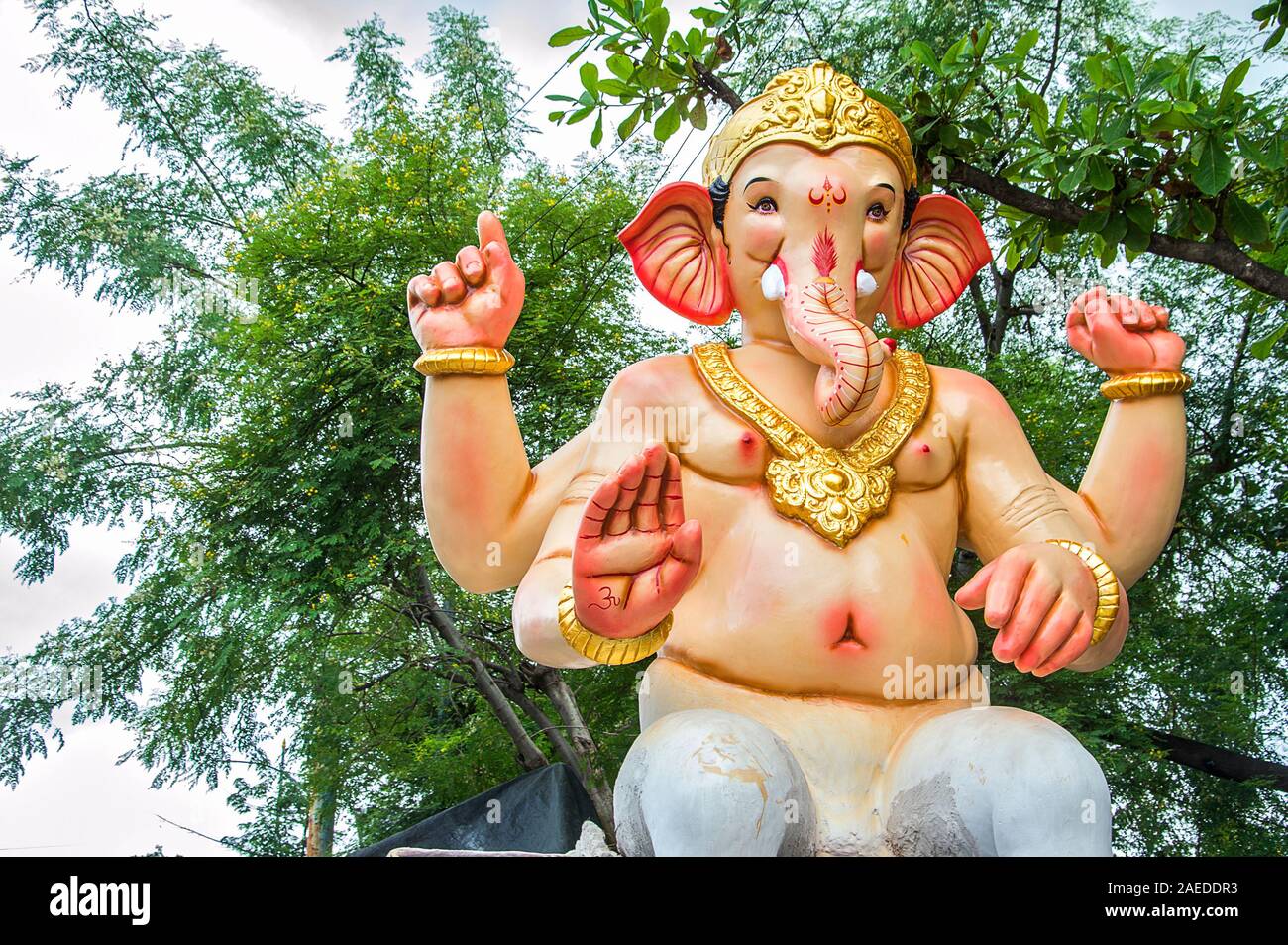 Statue of Hindu God Ganesha. close up of Ganesha Idol at an artist's ...