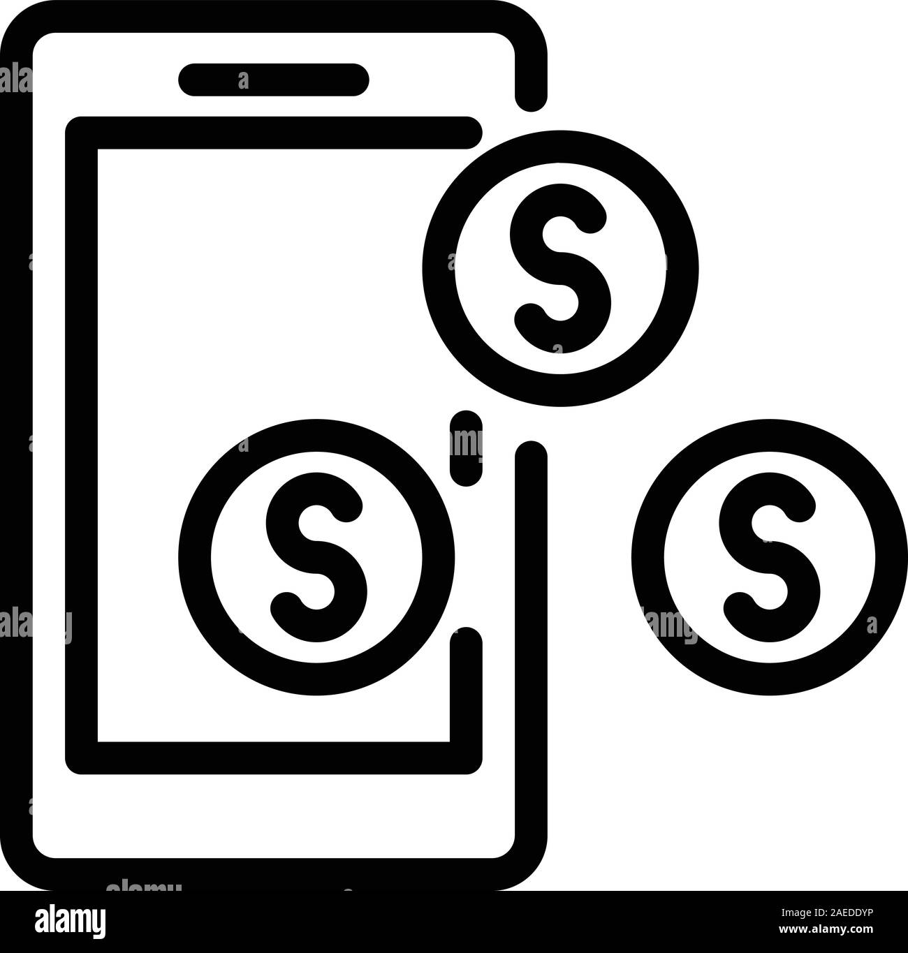 Smartphone and coins icon, outline style Stock Vector Image & Art - Alamy
