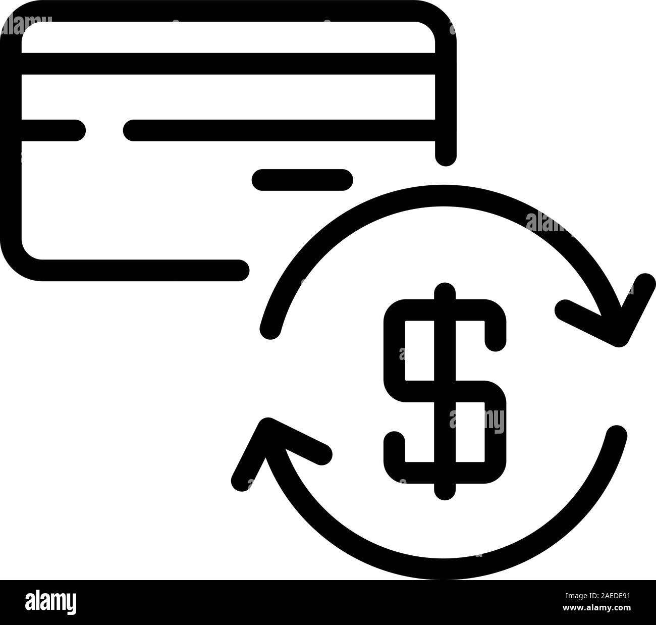 Dollar credit card with arrows icon, outline style Stock Vector Image ...