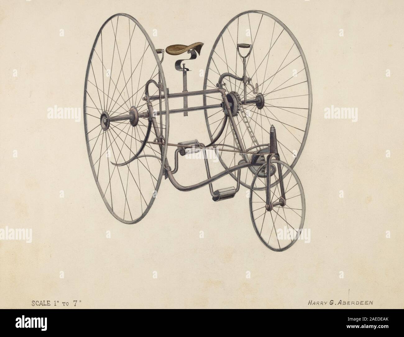 Bicycle created by Harry G Aberdeen circa 1936. The object features ...