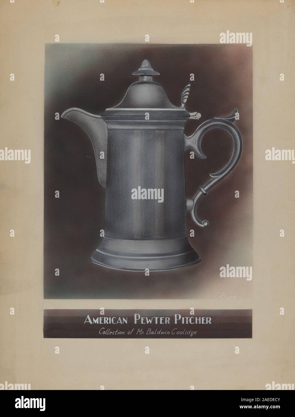 A pewter pitcher by Harry Goodman produced between 1935 and 1942, used ...
