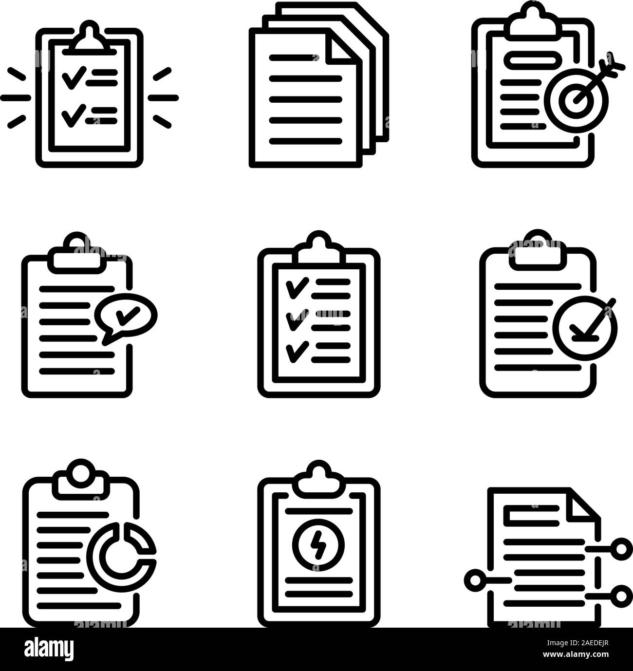 Summary icons set, outline style Stock Vector Image & Art - Alamy