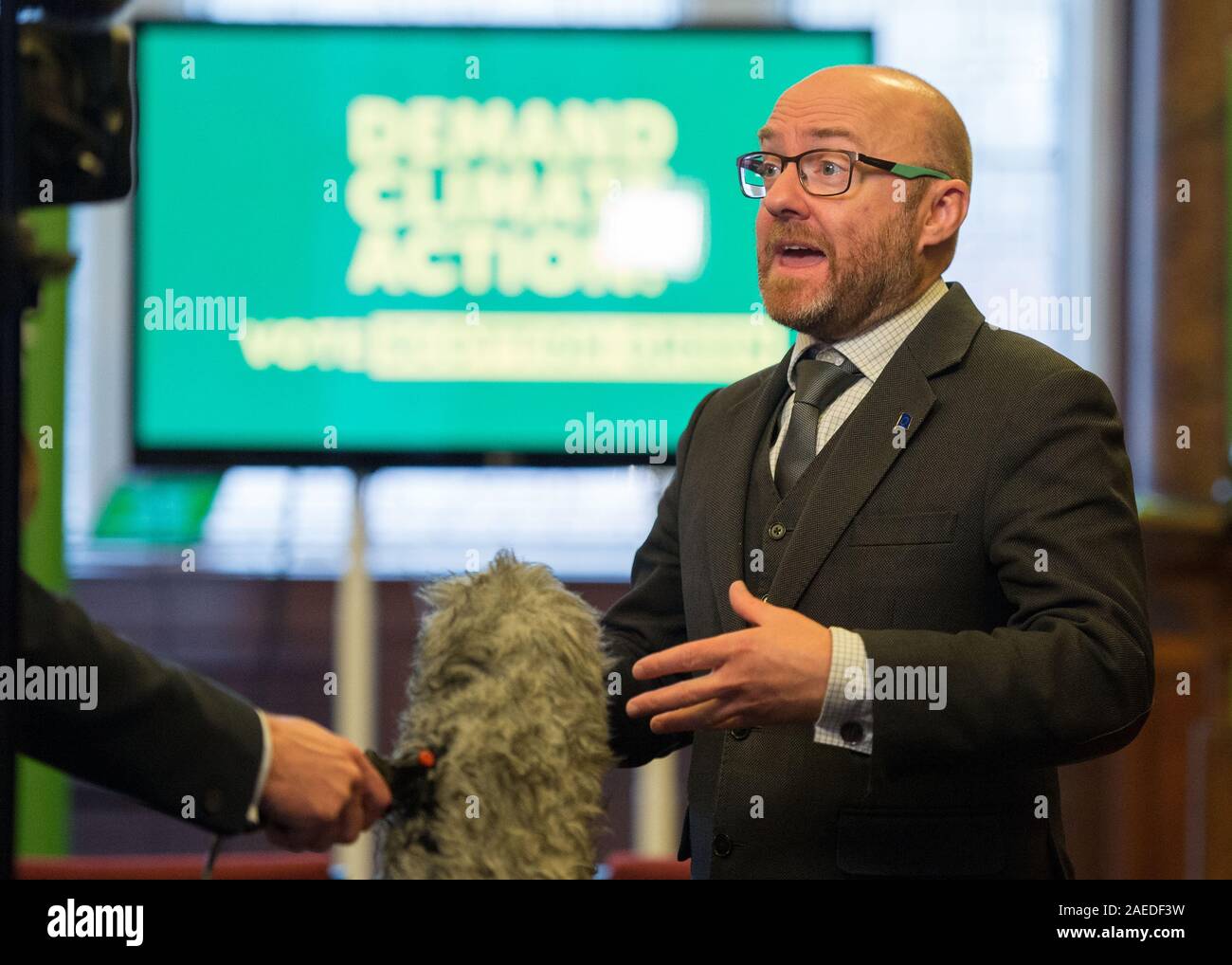 Glasgow, UK. 25 November 2019. Pictured: Patrick Harvie MSP - Co Leader ...