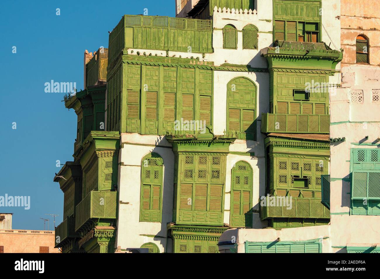 View of the famous greenish Noorwali coral town house at the Souk al ...