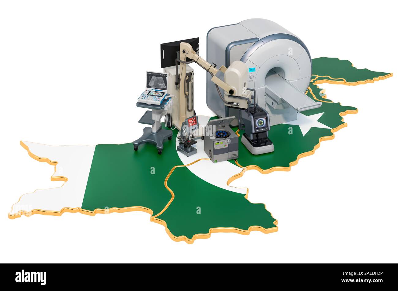 Medical diagnostic and research in Pakistan, 3D rendering isolated on ...