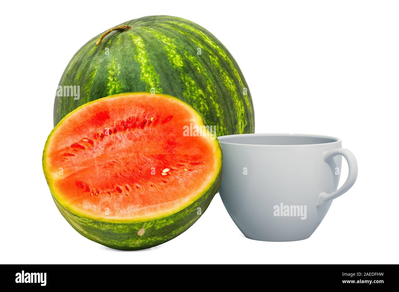 Warm watermelon drink with fresh watermelon, 3D rendering isolated on ...