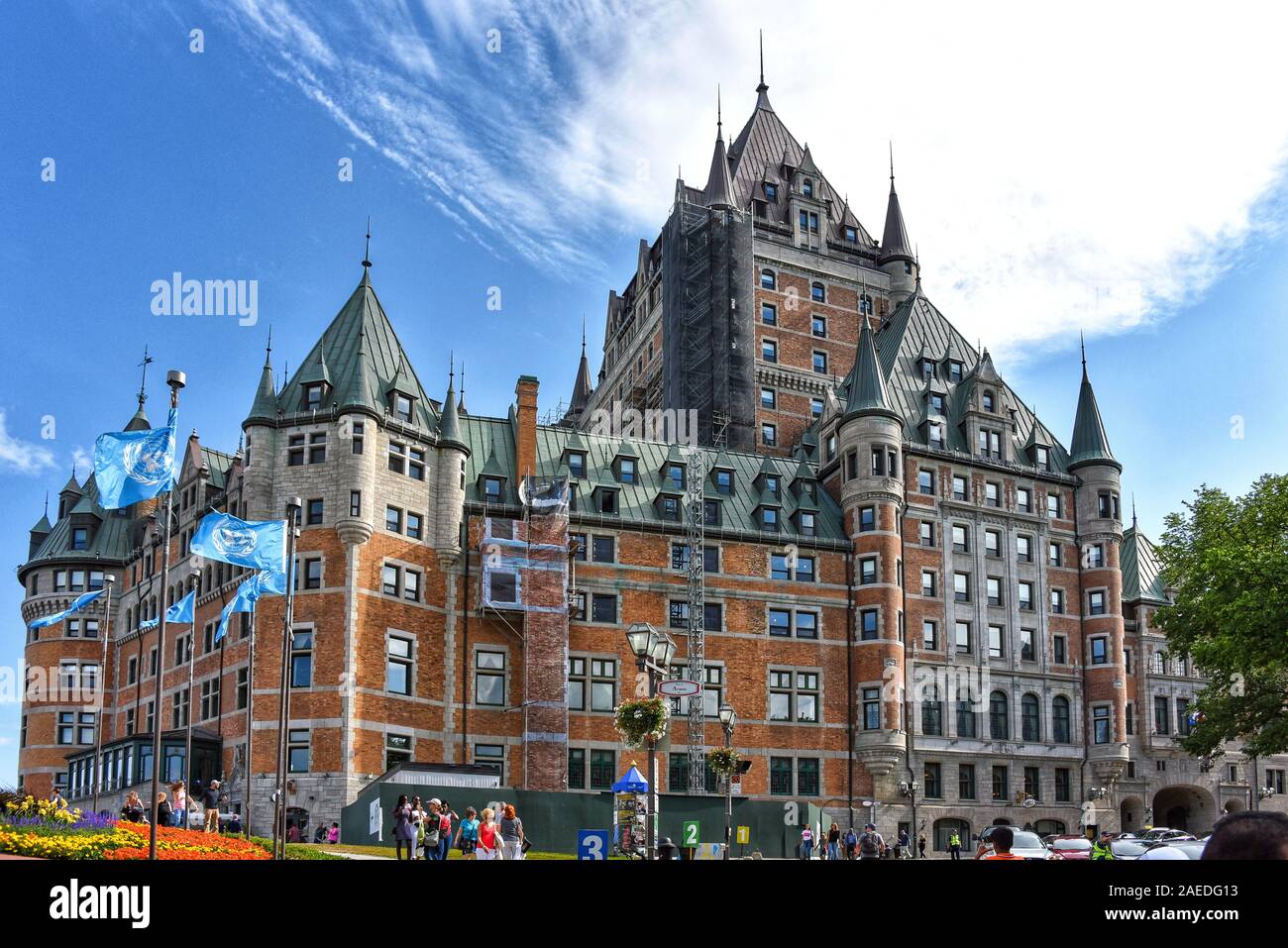 Quebec City, Canada - August 11, 2019: The historic and grand Chateau ...