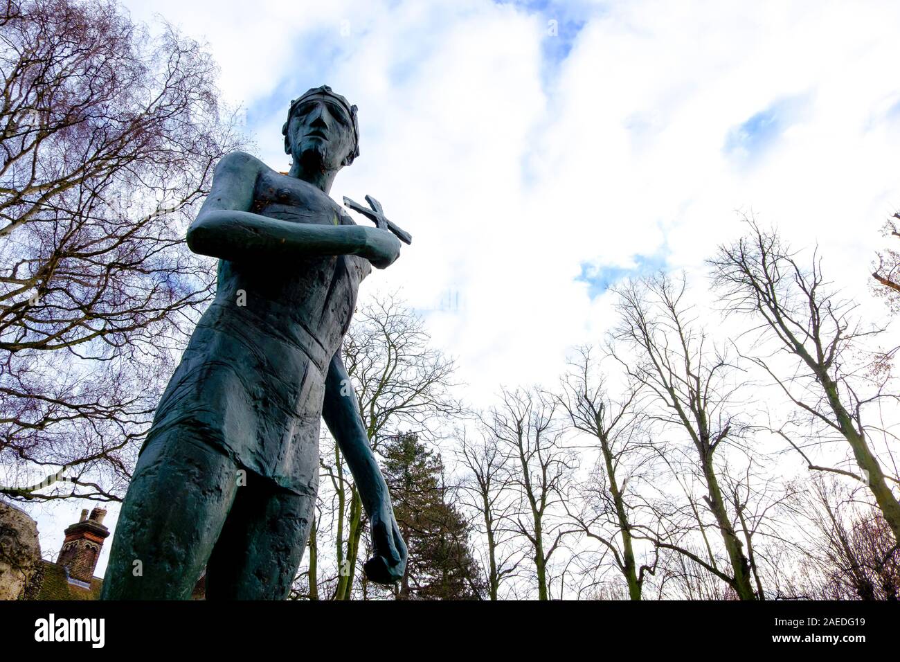 Statue of St.Edmund by Elisabeth Frink in the Cathedral Grounds, Bury ...