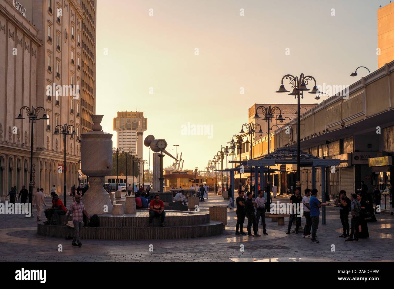 Scenic sunset view of the square next to the Bugshan Tower and the Al ...