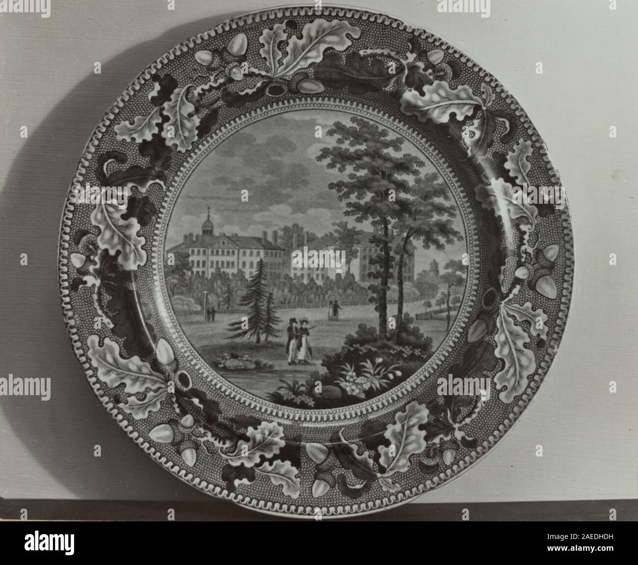 Helmut Hiatt's circa 1936 plate depicts Harvard College, showing ...