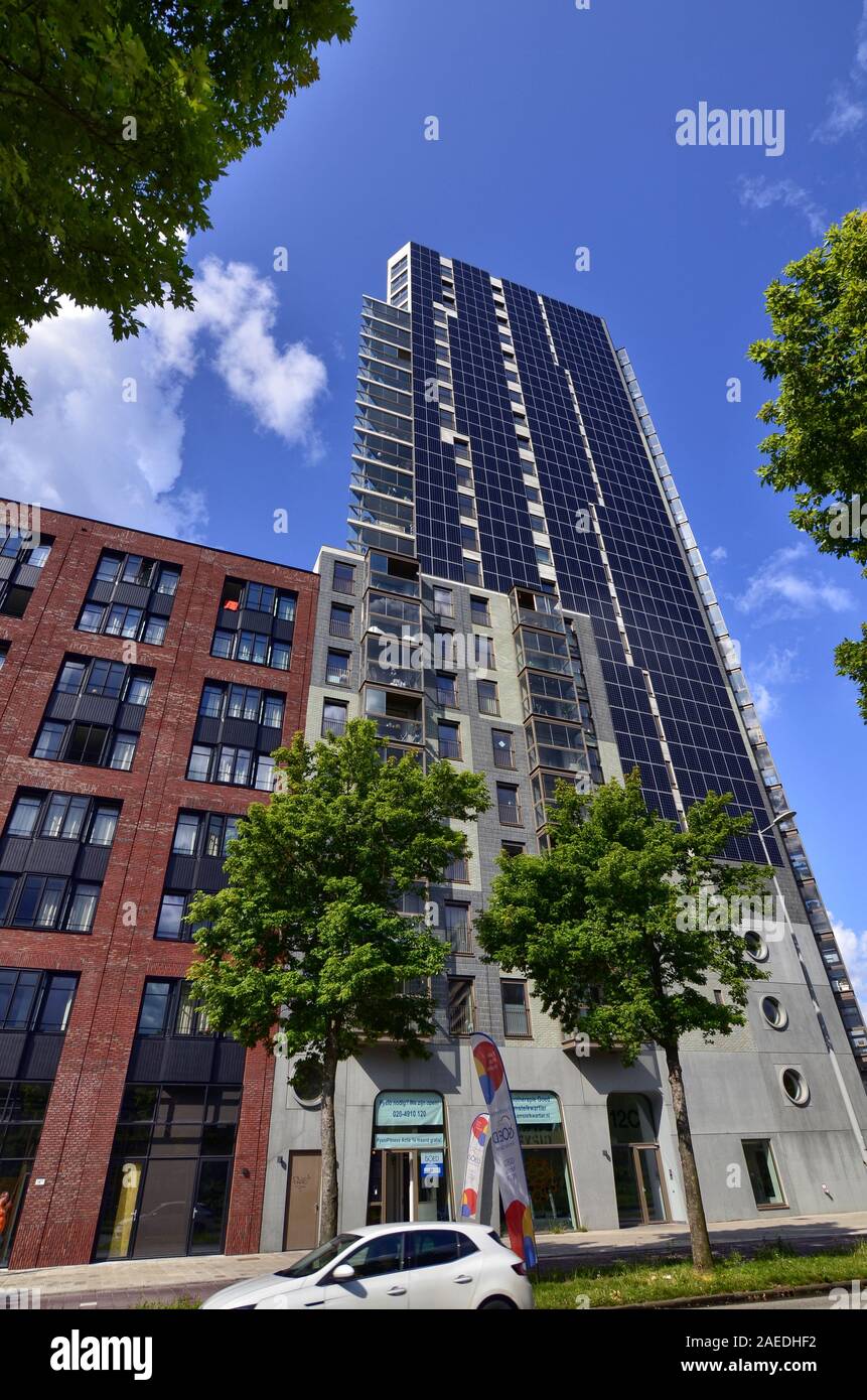 Amsterdam, Holland, August 2019. In the modern periphery of the city a ...