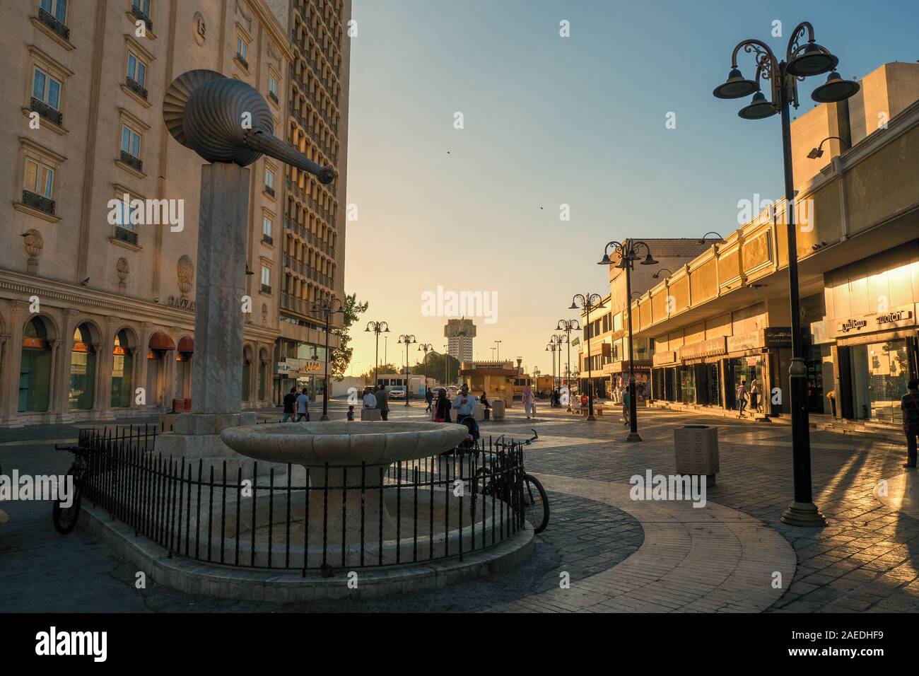 Scenic sunset view of the square next to the Bugshan Tower and the Al ...