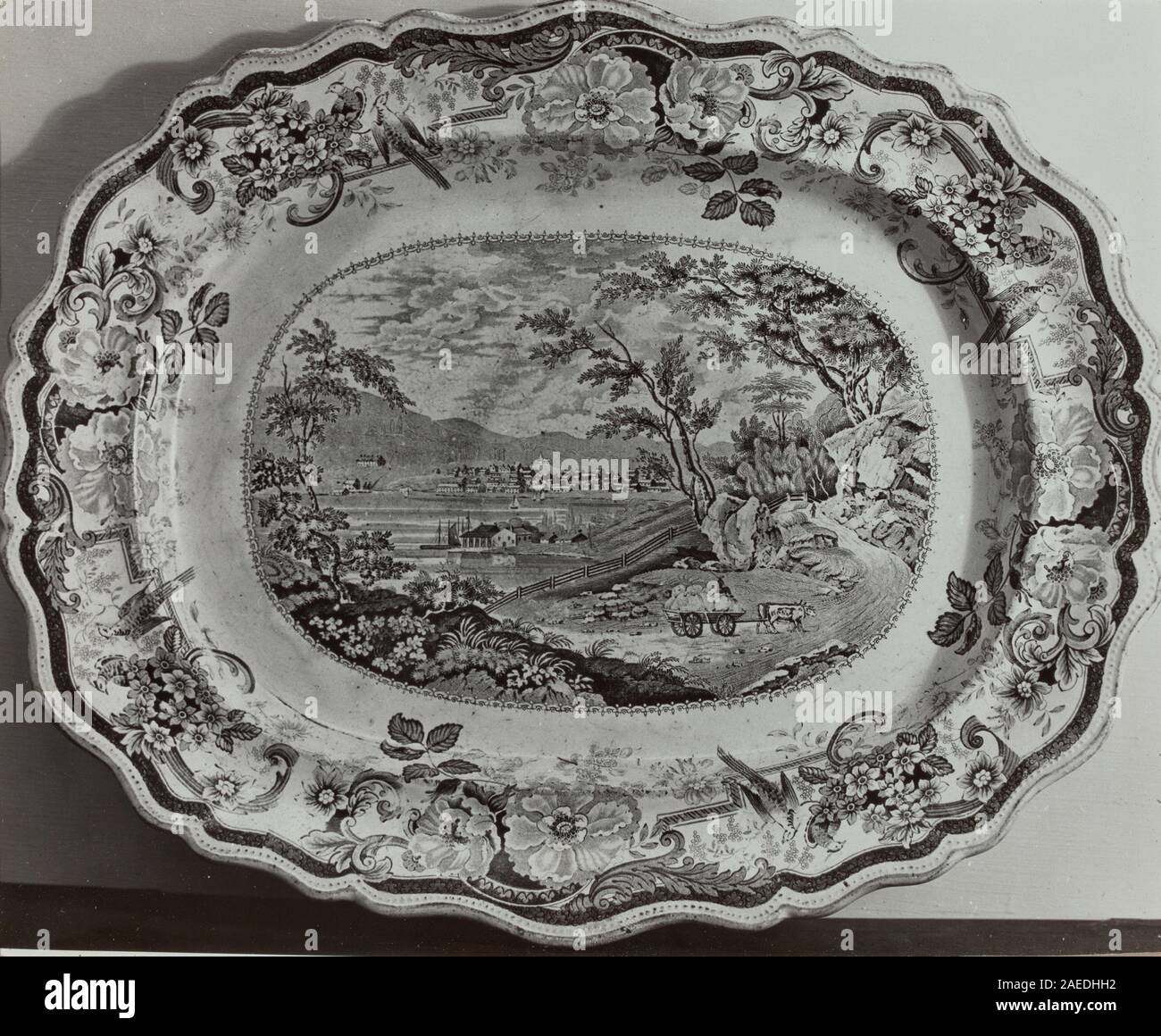 This plate by Helmut Hiatt, circa 1936, depicts Newburgh on the Hudson ...