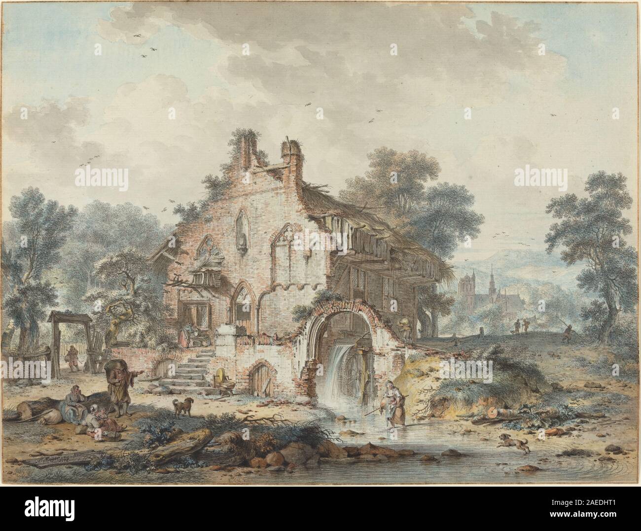 Hendrik de Meyer II, Rustic Watermill in a Gothic Ruin, 1778 Rustic ...