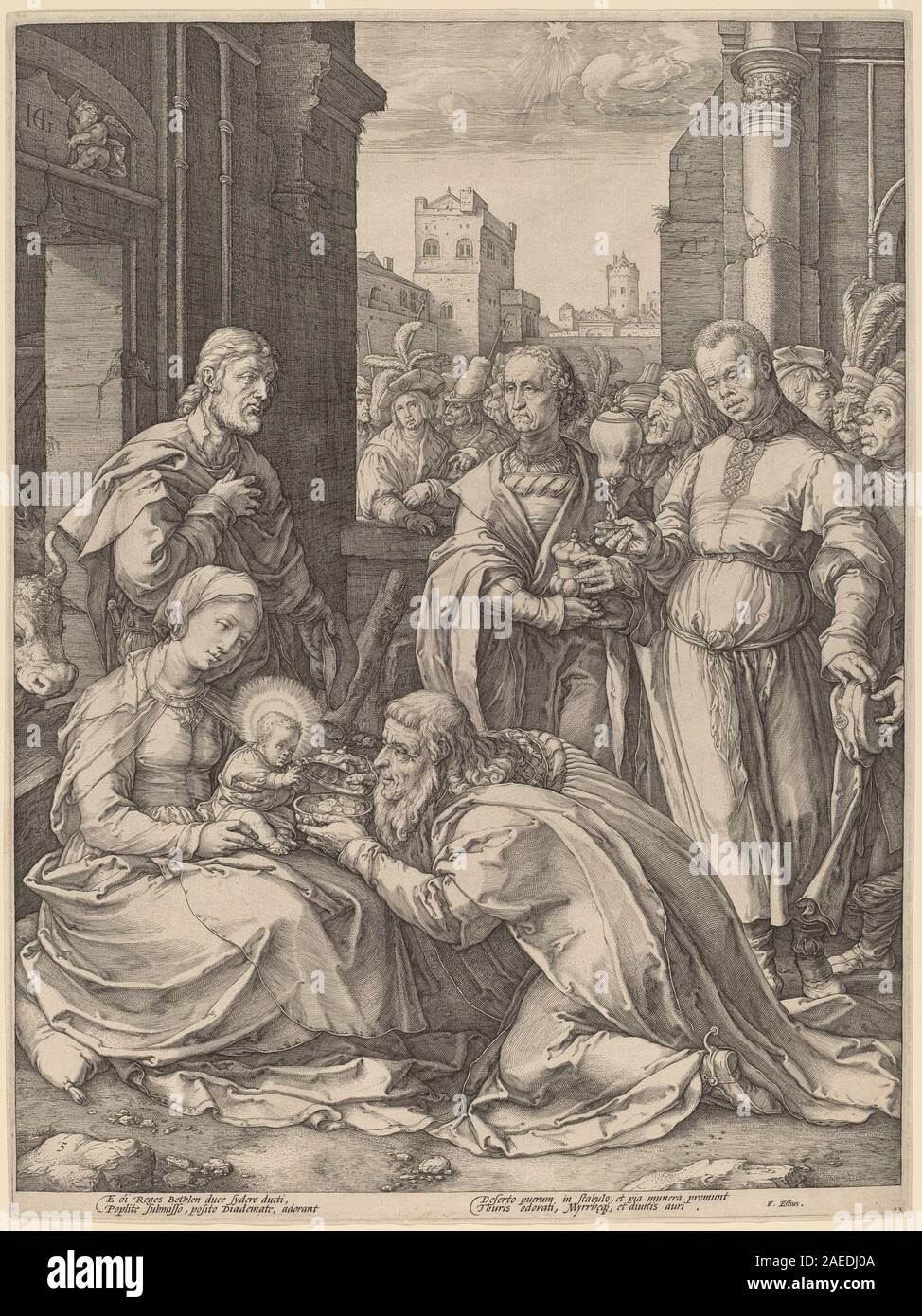 Hendrik Goltzius in the style of Lucas van Leyden's 1594 engraving ...