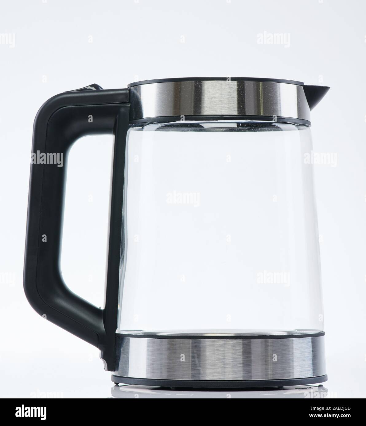 Stainless steel transparent kettle side view isolated on white ...
