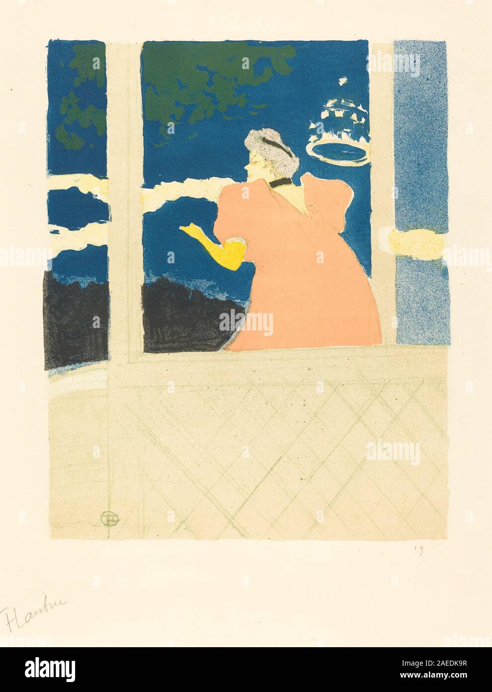 Henri de Toulouse-Lautrec's 1894 lithograph depicts the cabaret At the Ambassadeurs, showing ...