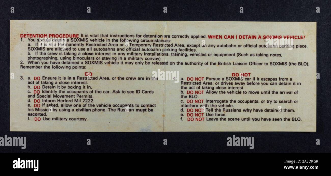 SOXMIS identification and contact card, a piece of replica memorabilia ...