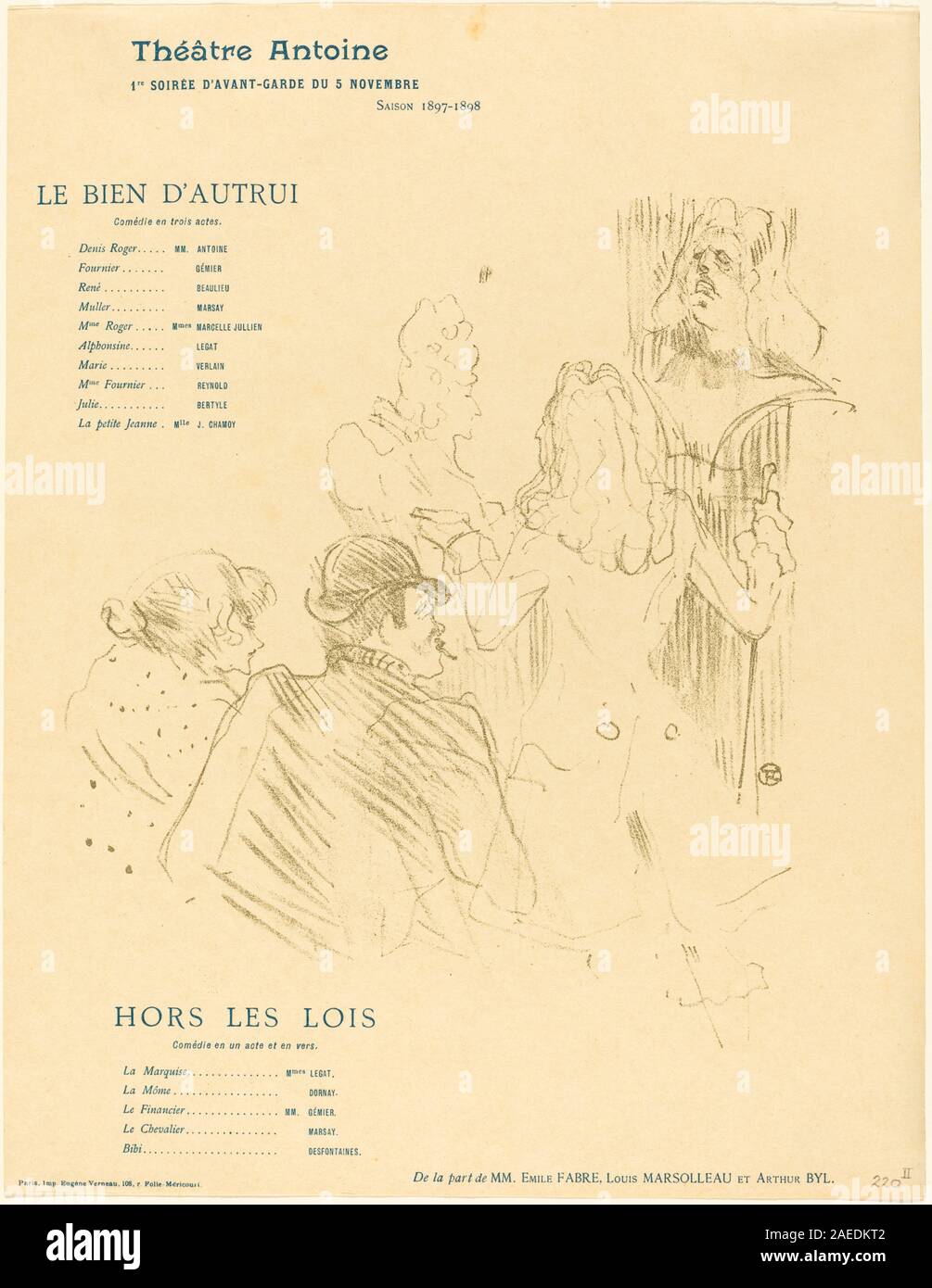 Poster by Henri de Toulouse-Lautrec from 1897 titled 'Homage to Moliere ...