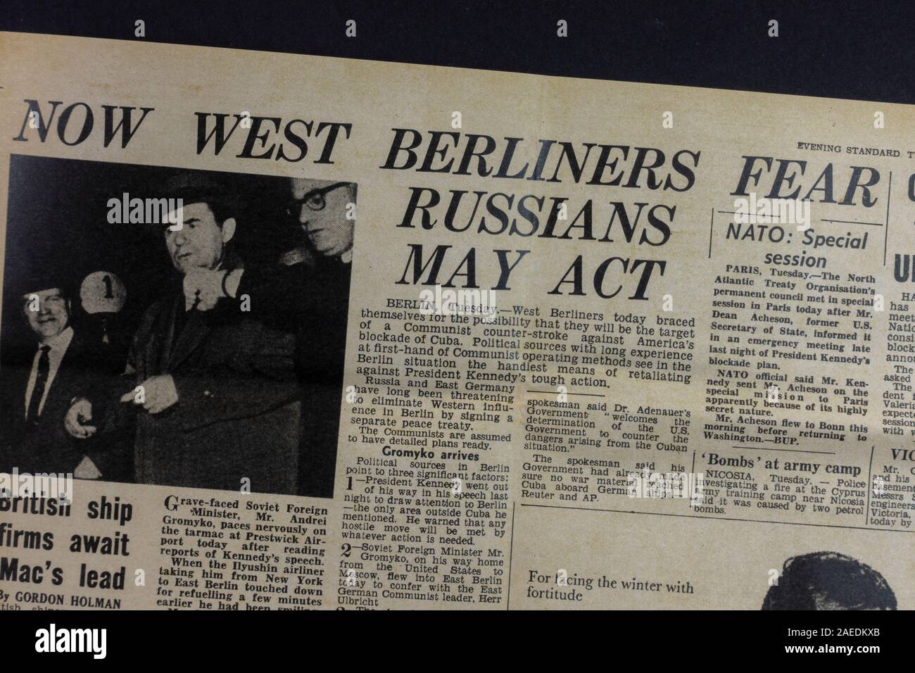 "Now West Berliners Fear Russians May Act" headline in the Evening ...