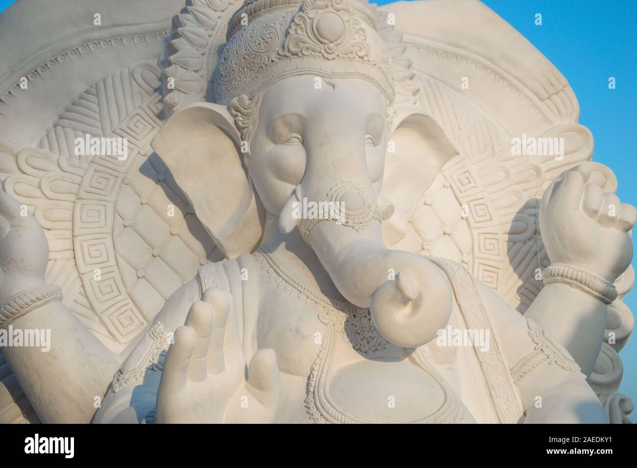 Statue of Hindu God Ganesha. close up of Ganesha Idol at an artist's ...